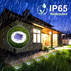 Solar Ground Lights Outdoor, 24 LED Solar Garden Lights with 2 Modes, Waterproof Solar Powered Disk Lights for Pathway, Yard, Garden, Parks, Lawn, Deck, Patio, Walkway, corridors (6 Packs, White）