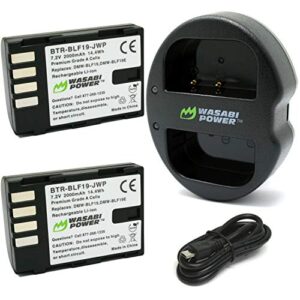 wasabi power battery (2-pack) and dual usb charger for panasonic dmw-blf19 and panasonic lumix dmc-gh3, dmc-gh4, dc-gh5, dc-gh5s, dc-g9