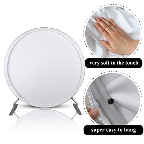 Canessioa 7.2x7.2ft White Round Backdrop Solid White Round Backdrop Cover Polyester Plain White Round Backdrop for Photo Shoot Adult Kid Birthday Party Baby Shower Wedding Decoration Supply