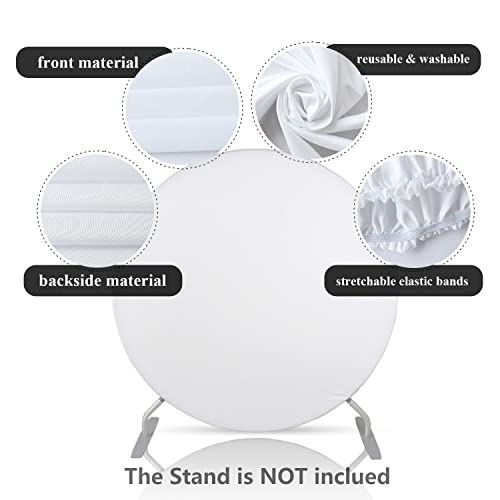 Canessioa 7.2x7.2ft White Round Backdrop Solid White Round Backdrop Cover Polyester Plain White Round Backdrop for Photo Shoot Adult Kid Birthday Party Baby Shower Wedding Decoration Supply