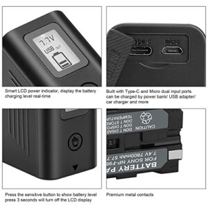 JYJZPB 2 Pack NP-F970 Replace Battery for Sony NP-F970 NP-F960 NP-F950 NP-F930 NP-F550 NP-F530 NP-F570 Battery and Sony Handycams, Upgraded Sony NP-F970 Battery with USB Output LCD Display