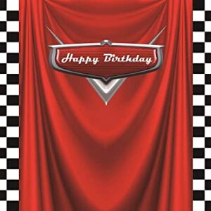 7x5ft Car Black White Grid Red Birthday Themed Backdrops Racing Flag Red Photo Backgrounds for Photography Happy Birthday Party Banner Photo Booth Props GYA