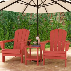 Williamspace Adirondack Chairs Set of 2, Lifetime Outdoor Adirondack Chair Oversized Fire Pit Chair, Weather Resistant HDPE Patio Chair Easy Installation for Garden, Poolside, Backyard, Beach (Red)