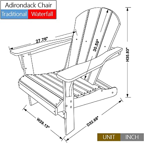 Williamspace Adirondack Chairs Set of 2, Lifetime Outdoor Adirondack Chair Oversized Fire Pit Chair, Weather Resistant HDPE Patio Chair Easy Installation for Garden, Poolside, Backyard, Beach (Red)