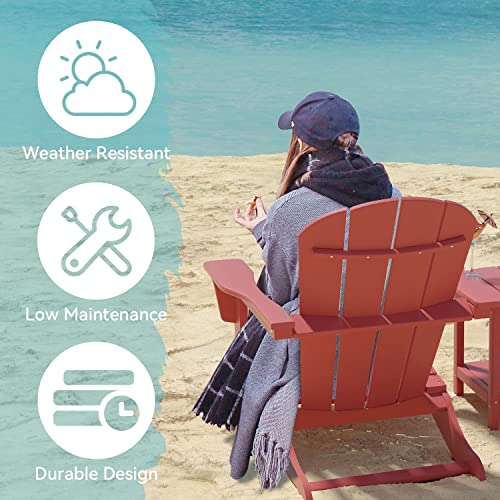 Williamspace Adirondack Chairs Set of 2, Lifetime Outdoor Adirondack Chair Oversized Fire Pit Chair, Weather Resistant HDPE Patio Chair Easy Installation for Garden, Poolside, Backyard, Beach (Red)