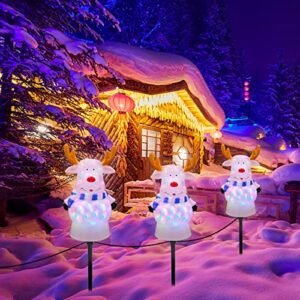 Angela&Alex Christmas Lights with Stake, 3 Packs Light up Led Reindeer Pathway Lights Watertight Christmas Light Decor for Christmas Outdoor Garden Lawn Decorations