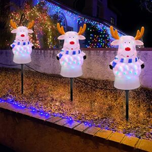 Angela&Alex Christmas Lights with Stake, 3 Packs Light up Led Reindeer Pathway Lights Watertight Christmas Light Decor for Christmas Outdoor Garden Lawn Decorations