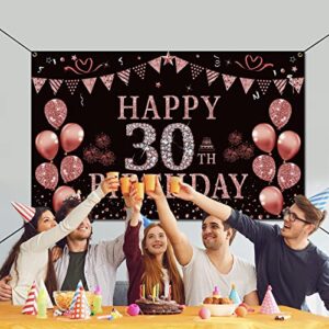 Trgowaul Rose Gold 30th Birthday Backdrop 30 Year Old Birthday Decorations for Women 5.9 X 3.6 Fts Happy Birthday Party Suppiles Photography Supplies Background Happy 30th Birthday Banner