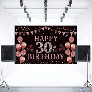 Trgowaul Rose Gold 30th Birthday Backdrop 30 Year Old Birthday Decorations for Women 5.9 X 3.6 Fts Happy Birthday Party Suppiles Photography Supplies Background Happy 30th Birthday Banner