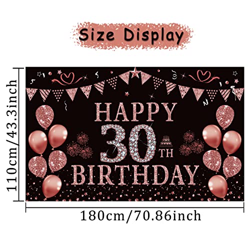 Trgowaul Rose Gold 30th Birthday Backdrop 30 Year Old Birthday Decorations for Women 5.9 X 3.6 Fts Happy Birthday Party Suppiles Photography Supplies Background Happy 30th Birthday Banner