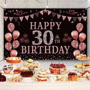 Trgowaul Rose Gold 30th Birthday Backdrop 30 Year Old Birthday Decorations for Women 5.9 X 3.6 Fts Happy Birthday Party Suppiles Photography Supplies Background Happy 30th Birthday Banner