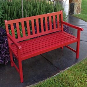 Pemberly Row Patio Garden Bench in Red