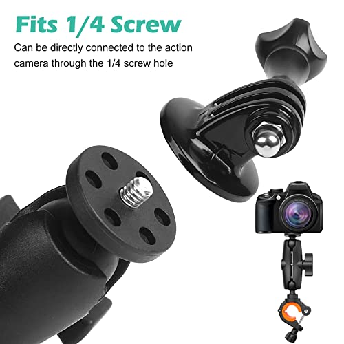 Motorcycle Bike Handlebar Mount for Gopro,Action Camera Clamp Holder with 360° Rotation, Electric Bicycle ATV Holder Handlebar with 1/4 Screw for GoPro Hero 11/10/9/8/7/6/5/4,Insta 360,OSMO