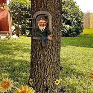 INNOLITES Elf Out The Door Tree Hugger Garden Gnome Statue, Garden Peeker Yard Art unimaginable Tree Sculpture Garden Decoration(Garden Gnomes)(Garden gnome A)