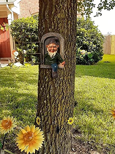 INNOLITES Elf Out The Door Tree Hugger Garden Gnome Statue, Garden Peeker Yard Art unimaginable Tree Sculpture Garden Decoration(Garden Gnomes)(Garden gnome A)