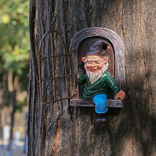 INNOLITES Elf Out The Door Tree Hugger Garden Gnome Statue, Garden Peeker Yard Art unimaginable Tree Sculpture Garden Decoration(Garden Gnomes)(Garden gnome A)