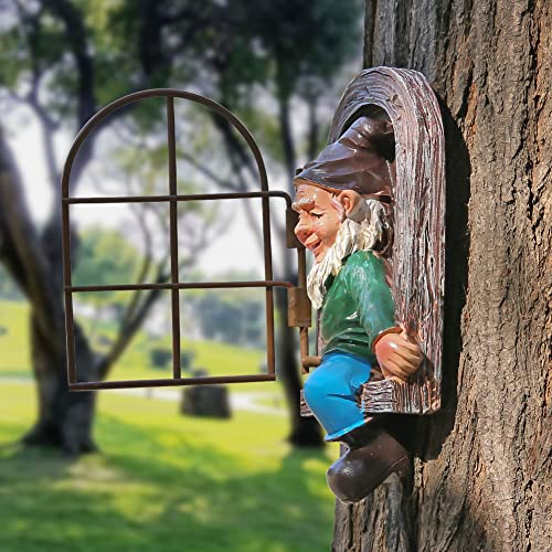 INNOLITES Elf Out The Door Tree Hugger Garden Gnome Statue, Garden Peeker Yard Art unimaginable Tree Sculpture Garden Decoration(Garden Gnomes)(Garden gnome A)