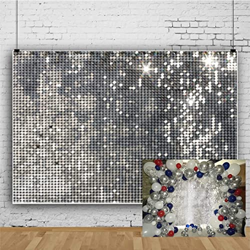 YongFoto 6x4ft Disco Party Backdrop Sliver Sequins Photography Background Glitter Halos Wedding Birthday Party Cake Table Banner 70s Theme Party Backdrop Disco Decorations Backdrop