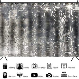 YongFoto 6x4ft Disco Party Backdrop Sliver Sequins Photography Background Glitter Halos Wedding Birthday Party Cake Table Banner 70s Theme Party Backdrop Disco Decorations Backdrop