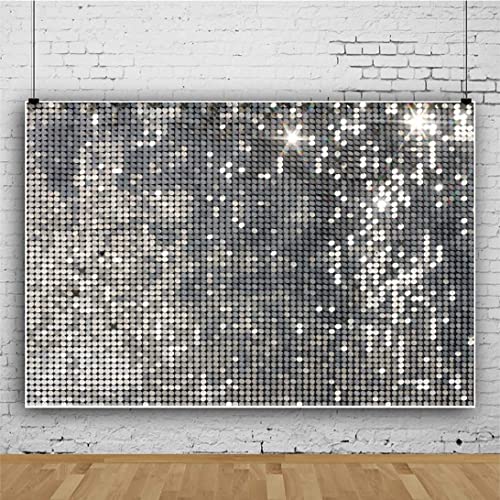 YongFoto 6x4ft Disco Party Backdrop Sliver Sequins Photography Background Glitter Halos Wedding Birthday Party Cake Table Banner 70s Theme Party Backdrop Disco Decorations Backdrop