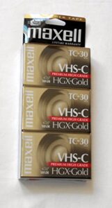 maxell vhs-c tc-30 hgx-gold camcorder videocassette (3pk)