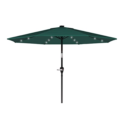 Pure Garden LED Patio Shade – 10 Ft Outdoor Umbrella with Steel Ribs, Solar Powered Lights, and Push Button Tilt - Backyard Canopy (Hunter Green)