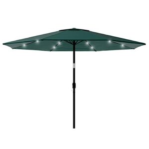 Pure Garden LED Patio Shade – 10 Ft Outdoor Umbrella with Steel Ribs, Solar Powered Lights, and Push Button Tilt - Backyard Canopy (Hunter Green)