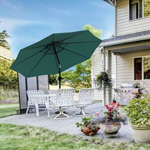 Pure Garden LED Patio Shade – 10 Ft Outdoor Umbrella with Steel Ribs, Solar Powered Lights, and Push Button Tilt - Backyard Canopy (Hunter Green)