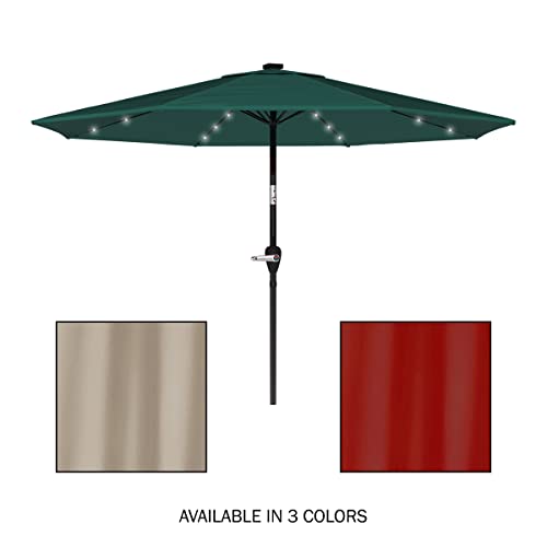 Pure Garden LED Patio Shade – 10 Ft Outdoor Umbrella with Steel Ribs, Solar Powered Lights, and Push Button Tilt - Backyard Canopy (Hunter Green)