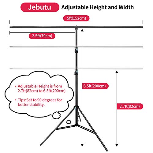 JEBUTU Green Blue Backdrop with Stand Kit 5 x 6.5 Ft, Double-sided Reversible Green Blue Screen with Portable T-Shaped Photograph Background Stand,5 Backdrop Clips for Video,TikTok,YouTube,Zoom,Gaming