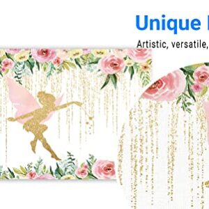 Funnytree Floral Fairy Birthday Party Backdrop for Photography Pink and Gold Fairy Tale Tea Flowers Wonderland Princess Girl Baby Shower Background Decoration Banner Supplies Photo Booth