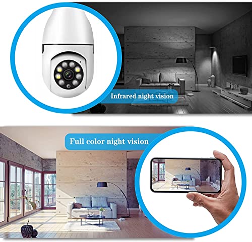 Light Bulb Security Camera, 1080P 2.4GHz WiFi Home Security Camera, 360° Surveillance Cam with Motion Detection Alarm Night Vision Light Socket Security Camera