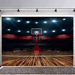 Flowerstown Basketball Court Backdrop Washable Polyester Backdrop, Basketball Backdrop for Birthday Parties Sports backdrops for Photography Decorations Living Room Studio Background 7x5ft FT004