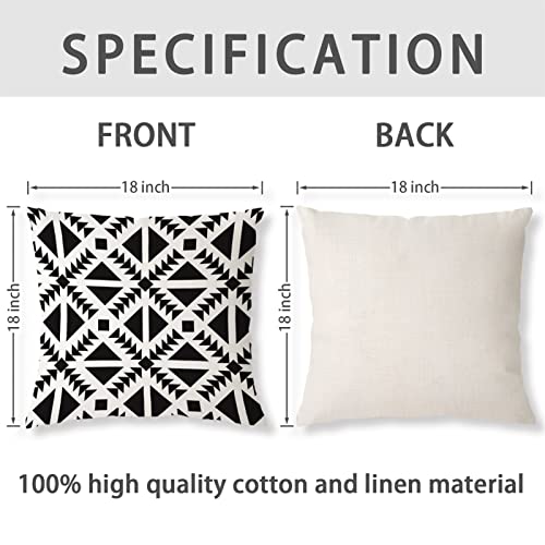 Outdoor Pillow Covers 18x18 Waterproof Set of 4 Boho Black and White Outdoor Pillows for Patio Furniture Decorative Garden Cushion Couch Throw Pillows Covers Farmhouse Home Decor 