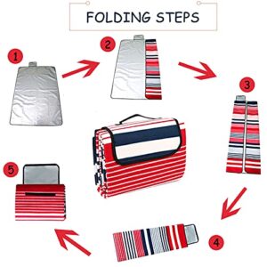 Fantasy Garden Camping Thin Mattress ,Waterproof and Sandproof Picnic Mat, for Outdoor Park Travel (59''x79''-Red Stripe)