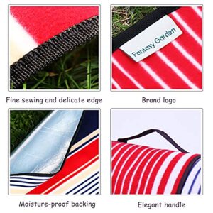 Fantasy Garden Camping Thin Mattress ,Waterproof and Sandproof Picnic Mat, for Outdoor Park Travel (59''x79''-Red Stripe)