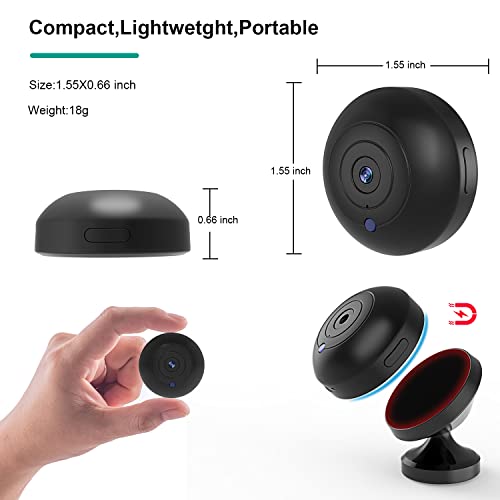 FECOMI Mini Indoor Camera, Wireless Spy Camera Hidden Camera with Video Recording,1080P Small Nanny Cam with Phone App,Night Vision,Motion Alarm for Car,Pet,Home Security