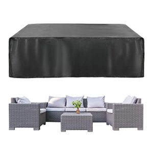 umineux outdoor waterproof patio furniture covers,420d oxford polyester black rectangular sectional furniture set covers with windproof buckles air vents (126″l x63″w x 28″h)