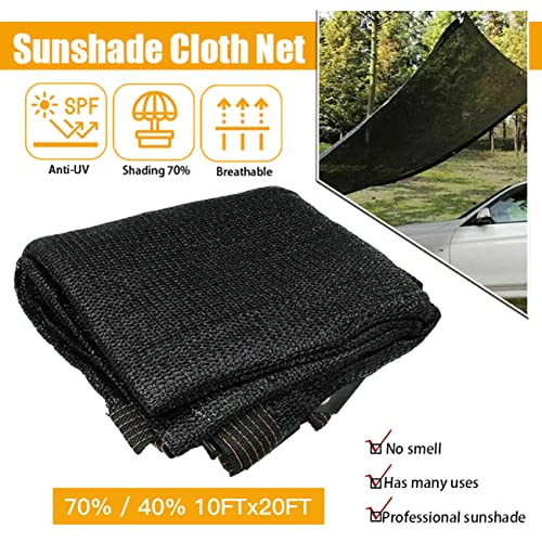 QCGGOW 70% Sunblock Shade Cloth, 10FTx20FT UV Sun Mesh - Black Bulk Resistant Net for Garden, Plant, Greenhouse, Cover, Balcony