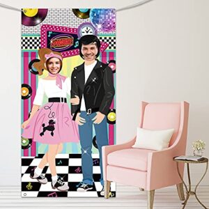 50s Party Decorations, 50's Photo Diner Backdrop, 50's Rock and Roll Banner Backdrop, Large 1950's Background Photobooth Prop, Back to 50's Rocking Party Backdrop for Baby Shower Birthday Party Supply