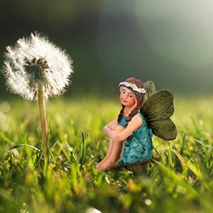 6 Pieces Miniature Fairies Accessories Mini Figurines with Stick Little Girl Sculpture Yard Ornaments Potted Plants Resin Decor for Outdoor Garden Lawn Decoration