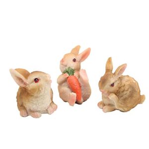 3 pcs rabbit figurines mini animals bunny miniature figurines rabbit model fairy garden miniature moss landscape diy terrarium crafts ornament accessories for home decoration,b