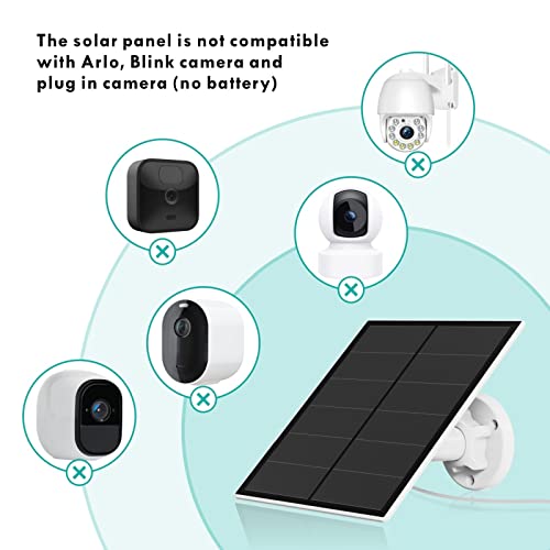 5W Solar Panel for Wireless Outdoor Security Camera Compatible with Rechargeable Battery Powered Surveillance Cam, Continuous Solar Power for Camera, Not Compatible with Arlo Ring Blink Camera