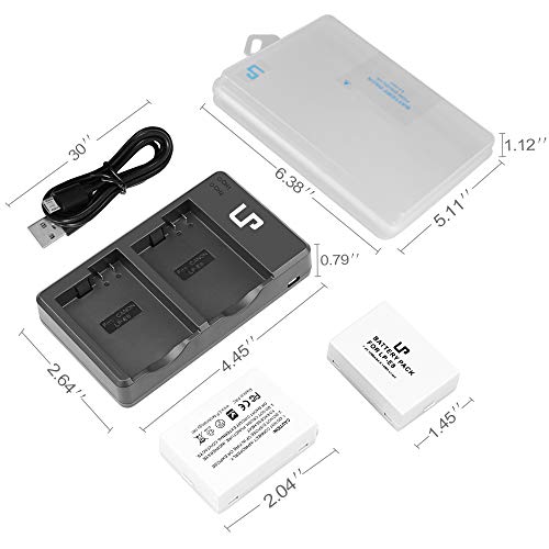 LP-E8 Battery Charger Pack, LP 2-Pack Battery & Dual Slot Charger, Compatible with Canon EOS Rebel T2i, T3i, T4i, T5i, 550D, 600D, 650D, 700D, Kiss X4, X5, X6i, X7i Cameras &More(Not for T2 T3 T4 T5)