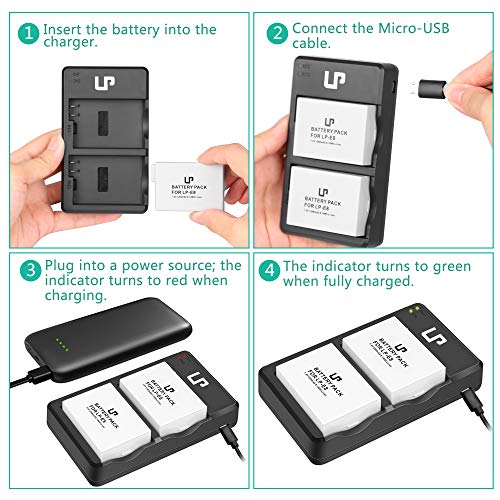 LP-E8 Battery Charger Pack, LP 2-Pack Battery & Dual Slot Charger, Compatible with Canon EOS Rebel T2i, T3i, T4i, T5i, 550D, 600D, 650D, 700D, Kiss X4, X5, X6i, X7i Cameras &More(Not for T2 T3 T4 T5)