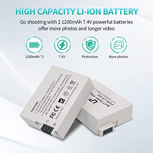 LP-E8 Battery Charger Pack, LP 2-Pack Battery & Dual Slot Charger, Compatible with Canon EOS Rebel T2i, T3i, T4i, T5i, 550D, 600D, 650D, 700D, Kiss X4, X5, X6i, X7i Cameras &More(Not for T2 T3 T4 T5)