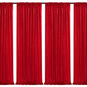 Red Sequin Backdrop Curtain 4 Pieces 2FTx8FT Glitter Christmas Wedding Decoration Party Photograph Background