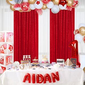 Red Sequin Backdrop Curtain 4 Pieces 2FTx8FT Glitter Christmas Wedding Decoration Party Photograph Background