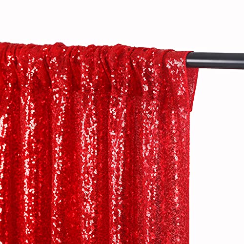 Red Sequin Backdrop Curtain 4 Pieces 2FTx8FT Glitter Christmas Wedding Decoration Party Photograph Background