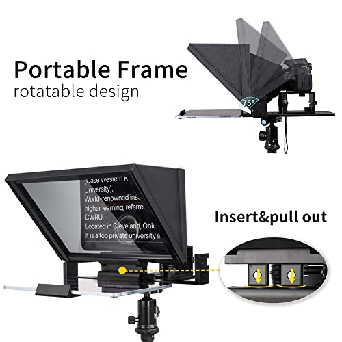 ILOKNZI 12 inch Adjustable Teleprompter, Aluminum Teleprompters with Remote Control for 12.9" Tablets Rotatable Tempered Optical Glass, Supports Wide Angle Camera Lens